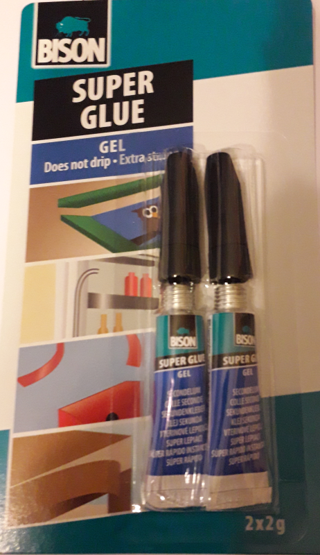 Colle Super Glue gel Bison (2 tubes de 2 gr)