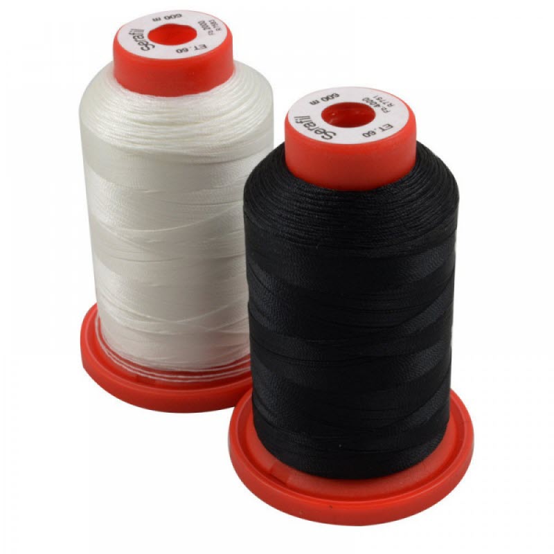 Fil de couture (Serafil 40) 1200 mètres couleur noire ou blanc